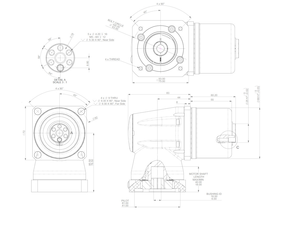 Onvio LLC > Products > Planetary Gearboxes - Right Angle > FL Series